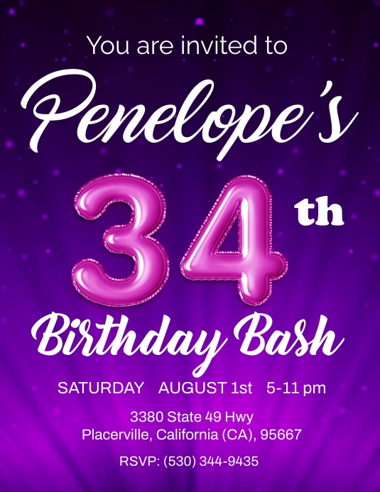 34th birthday Template | PosterMyWall
