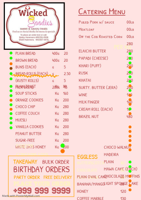 Bakery Menu Board Template | PosterMyWall