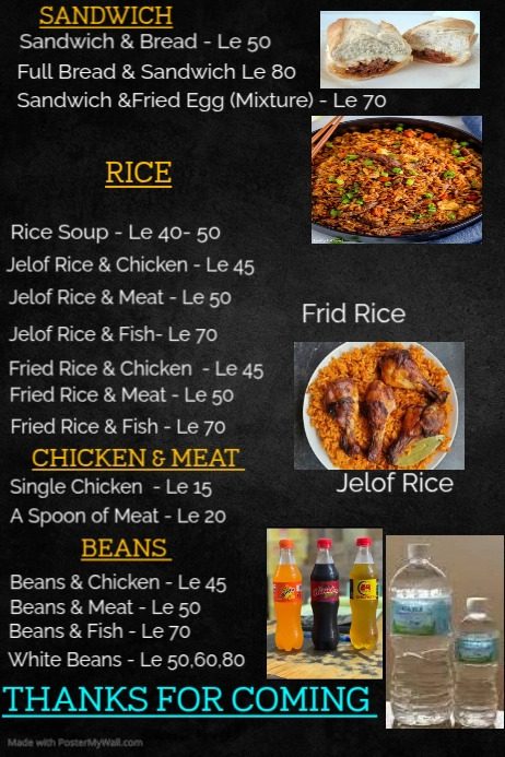 restaurant menu | PosterMyWall