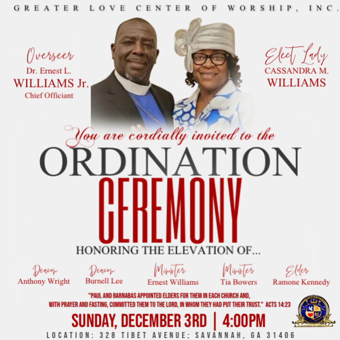 Ordination Ceremony flyer | PosterMyWall