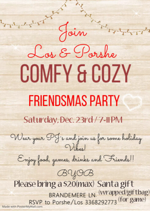 Comfy and Cozy Christmas Party Invitation (1) | PosterMyWall