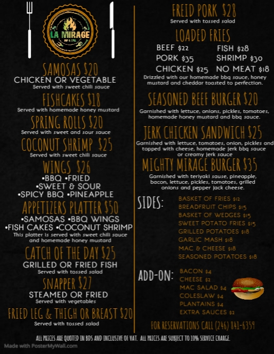 Menu - Front | PosterMyWall