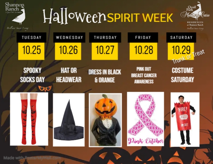 Halloween Spirit week Flyer Template | PosterMyWall