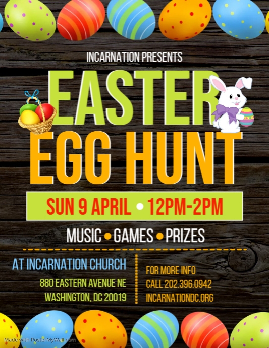 COTI Brown Wood Easter Egg Hunt Flyer | PosterMyWall