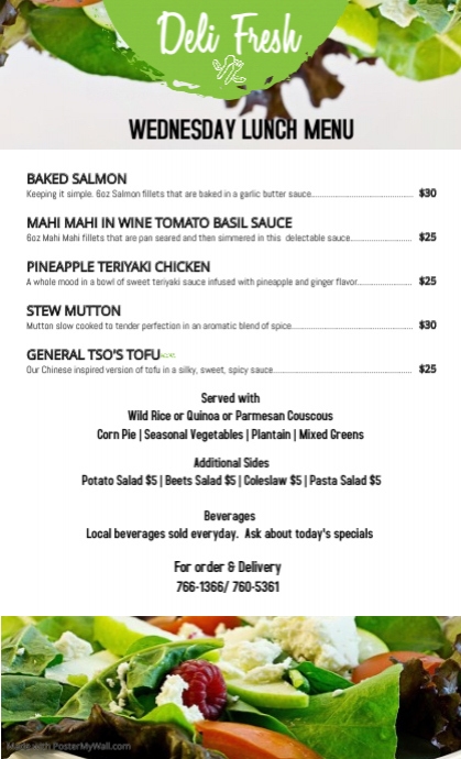 Wednesday Menu | PosterMyWall