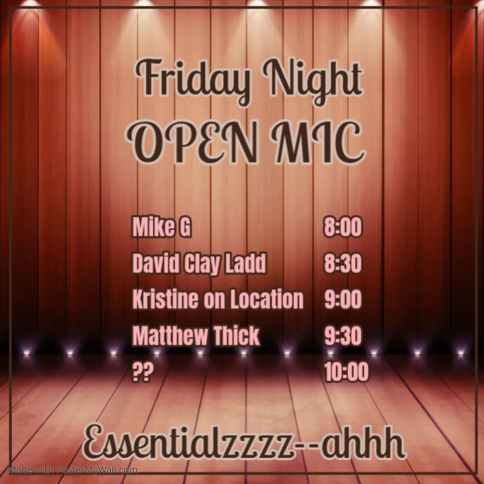 Open Mic schedule | PosterMyWall