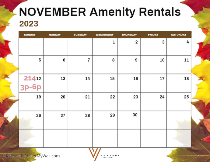 November 2023 Monthly Events Calendar | PosterMyWall