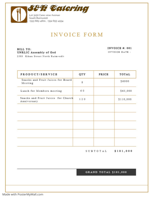 Copy of Business Invoice Form | PosterMyWall