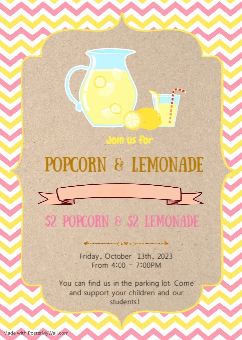 Pink and yellow lemonade stand invitation | PosterMyWall