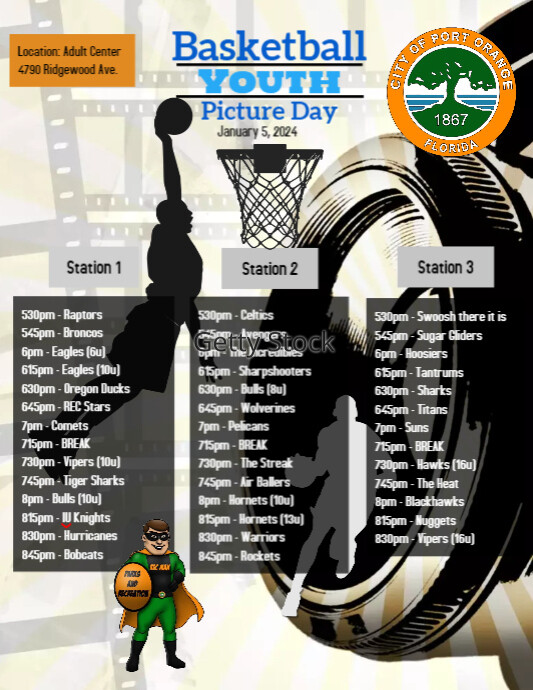 2024 Basketball Picture Day Schedule | PosterMyWall