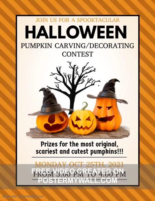 Copy of halloween, halloween pumpkin carving contest | PosterMyWall