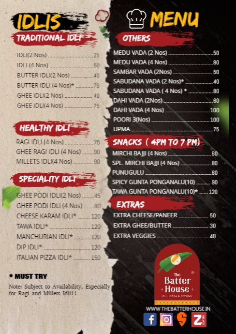 Copy of 05 TBH : Idli Menu | PosterMyWall