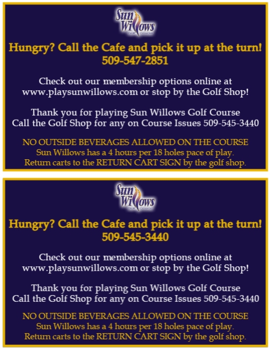 Sun Willows Cart Signs | PosterMyWall