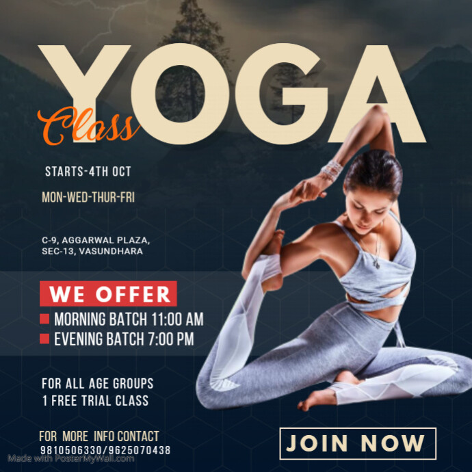 Online Secular Yoga Classes Classes Ad | PosterMyWall