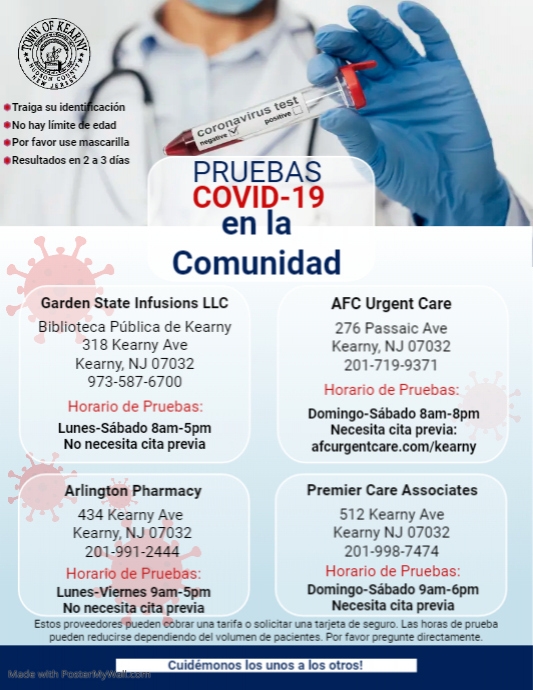 COVID-19 Community Testing Spanish | PosterMyWall