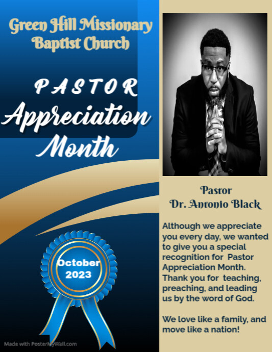 Copy of Pastor Appreciation Church Flyer | PosterMyWall