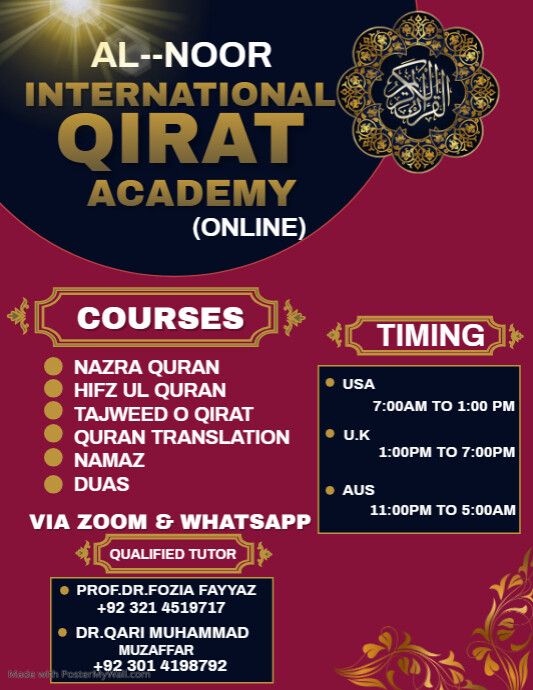 Learn Quran Online Class poster flyer | PosterMyWall