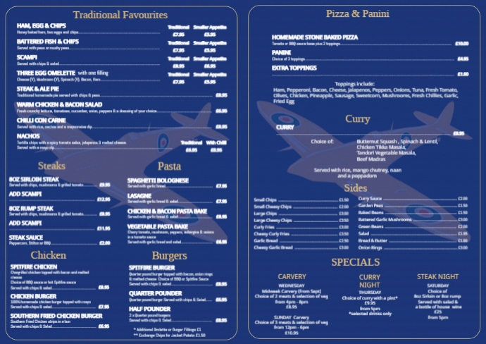 The Pilot Menu insert | PosterMyWall