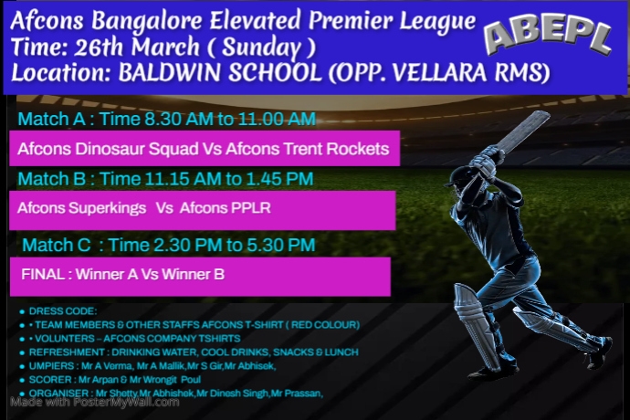 Cricket schedule | PosterMyWall