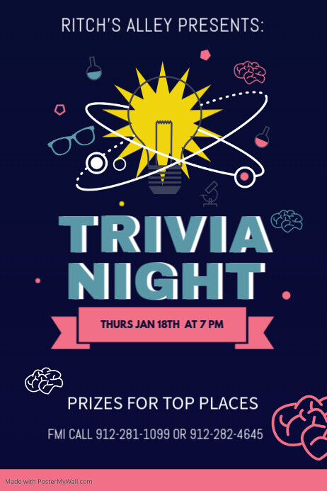 Blue Trivia Night Contest Poster | PosterMyWall