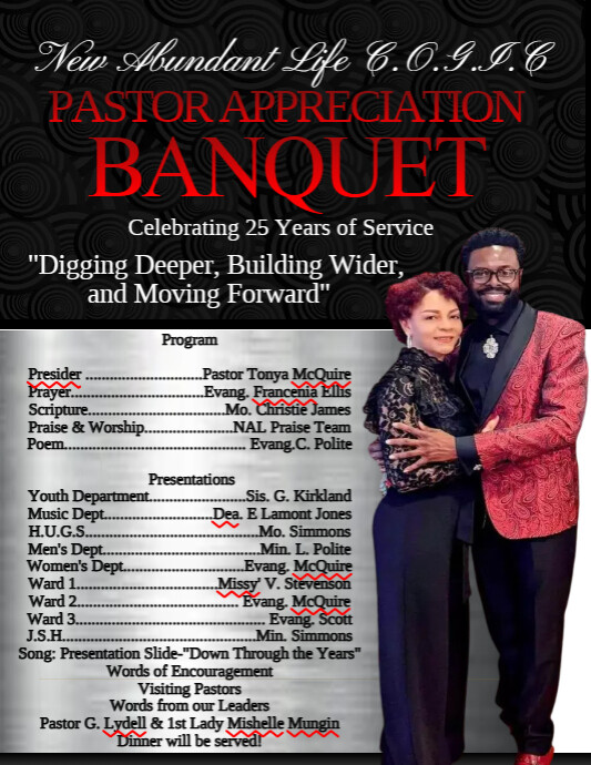 Black and Gold Pastor Appreciation Banquet Invitation Flyer | PosterMyWall