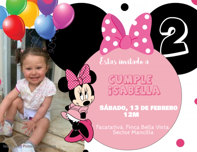 Copia de Minnie Mouse Birthday Invitation | PosterMyWall
