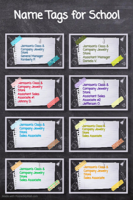 Name Tags for School Children Kids (1) | PosterMyWall