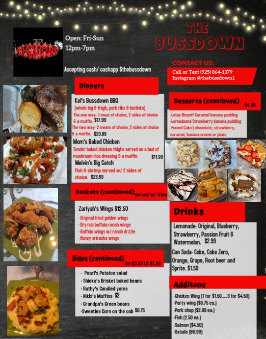 Copy of Tres Kitchen Long Menu List | PosterMyWall