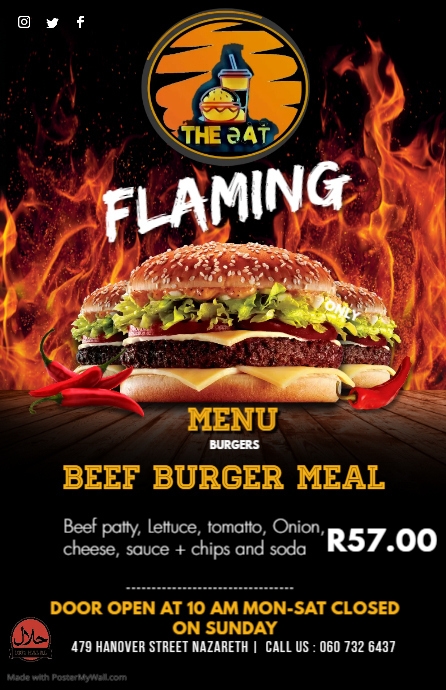 Copy of Copy of Hot Spicy Fast Food Menu Table Talker | PosterMyWall