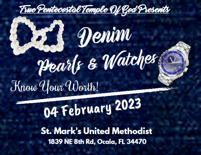 Denim Pearls and Watches Flyer | PosterMyWall