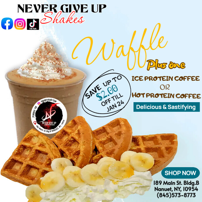 Waffle & Chocolate Milksake menu Template | PosterMyWall