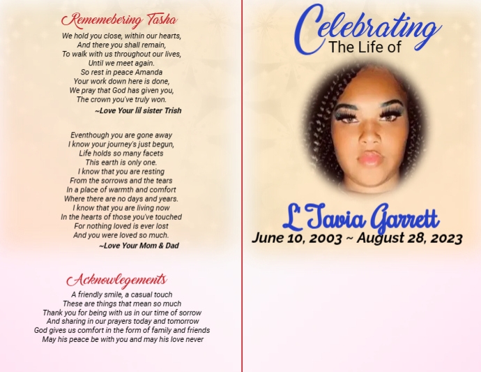 Classic Funeral Program - front and back cover | PosterMyWall