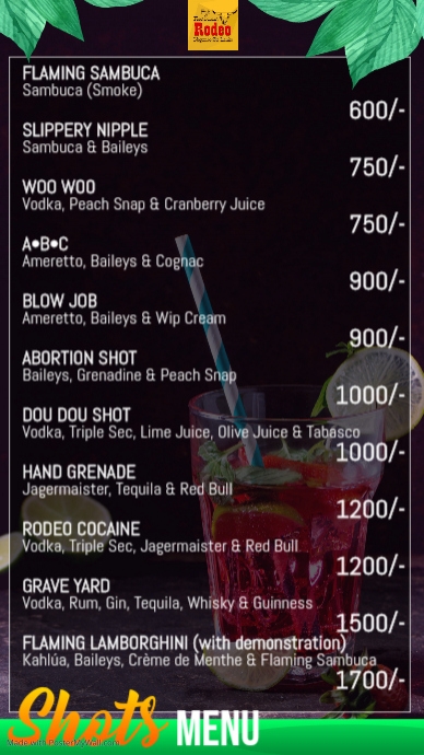 Copy of SHOT MENU RODEO | PosterMyWall