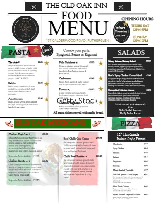 Copy of OLD OAK INN - NEW MENU | PosterMyWall