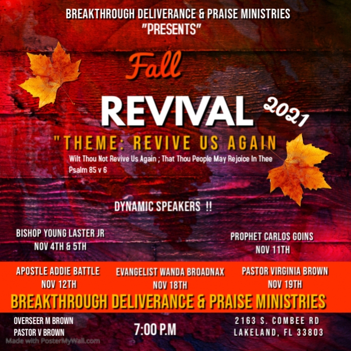 Copy of Copy of AUTUMN FALL CHURCH REVIVAL FLYER TEMPLATE | PosterMyWall