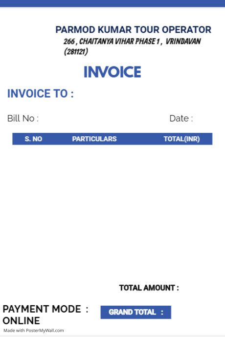 Dark Blue Modern Digital Sales Invoice | PosterMyWall