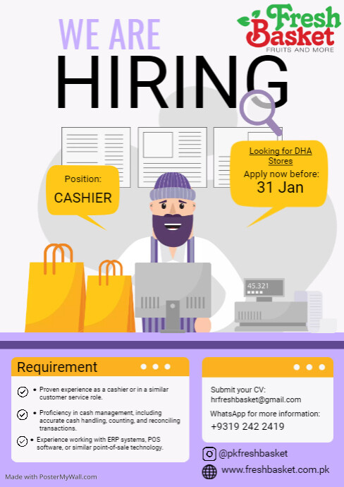 cashier hiring flyers | PosterMyWall