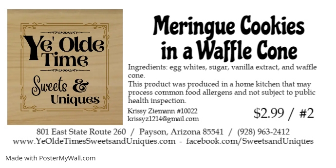 Meringue Cookies in Waffle Cone | PosterMyWall