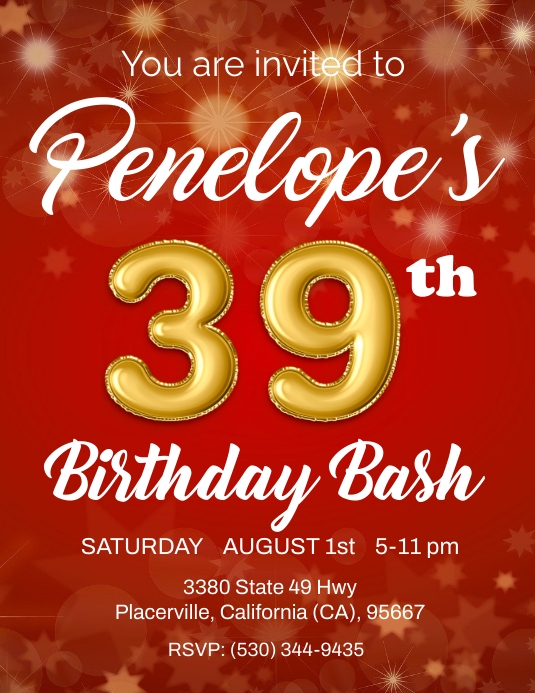 39th bday Template | PosterMyWall