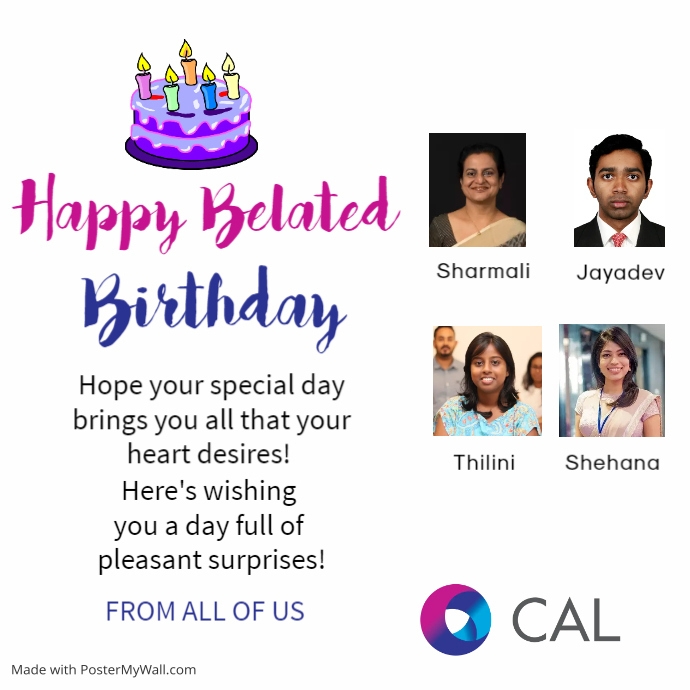 Copy of CAL Belated Birthday - July 1 (1) | PosterMyWall