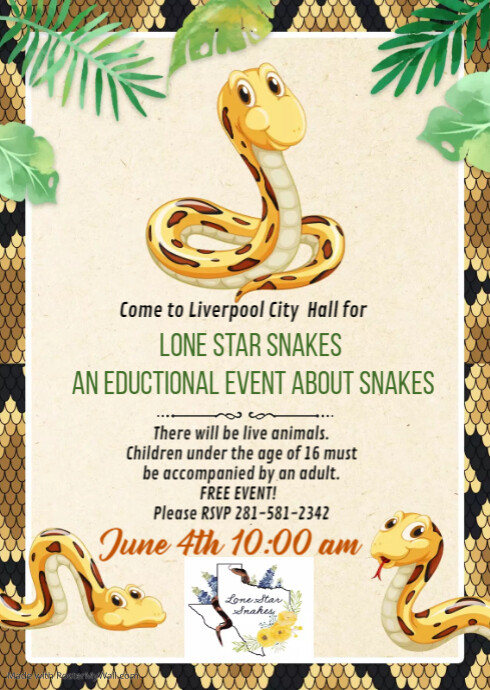 Cute snake birthday party invitation | PosterMyWall
