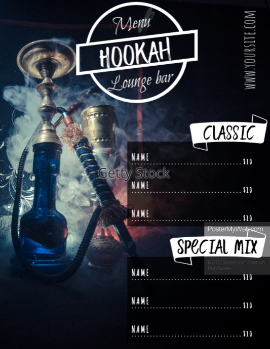 Copy of Hookah Lounge Bar Menu Flavour List 2 | PosterMyWall