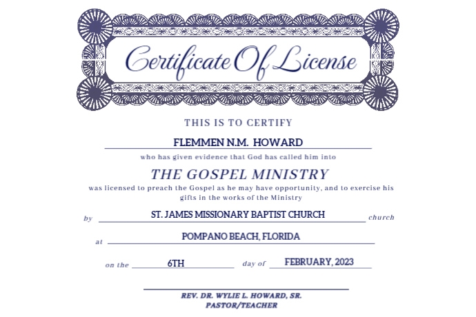 Copy of Green Certificate of Minister License Templat | PosterMyWall