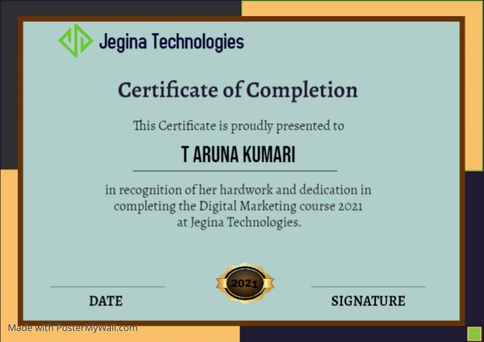 Copy of Certificate completion 121 | PosterMyWall