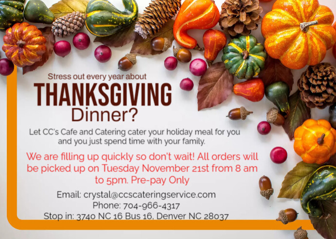 Thanksgiving Dinner Postcard Template | PosterMyWall