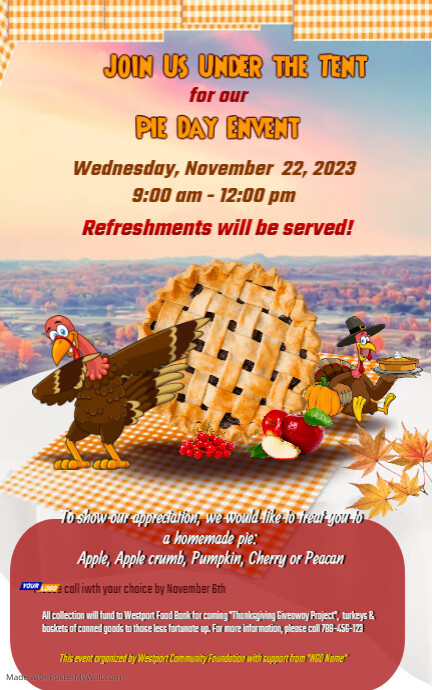Thanksgiving Pie Fundraiser Flyer Design | PosterMyWall