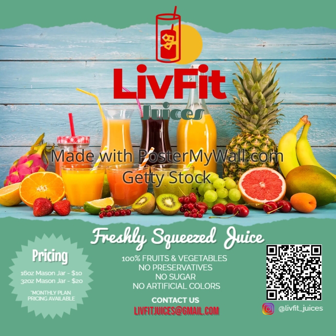 Fresh juice menu template | PosterMyWall