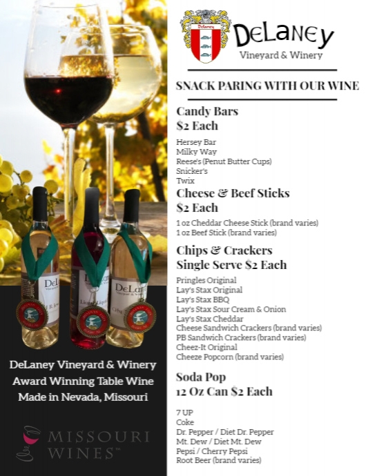 Snaks DeLaney Wine List for App | PosterMyWall