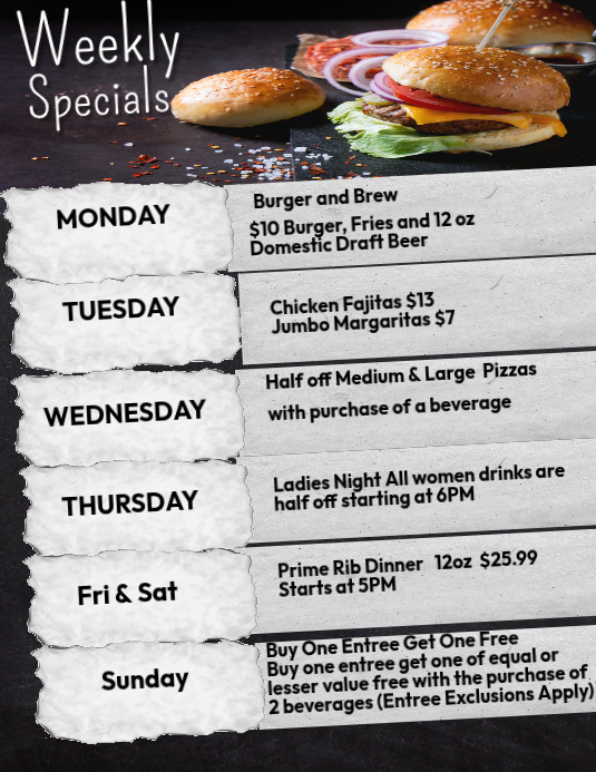 Weekly Specials Menu Flyer Template | PosterMyWall