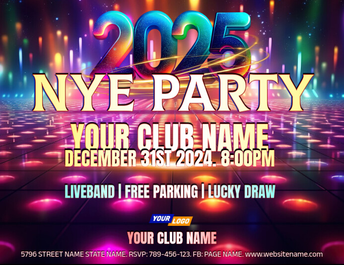 3d 2025 New Year Eve Party Event Flyer Template | PosterMyWall